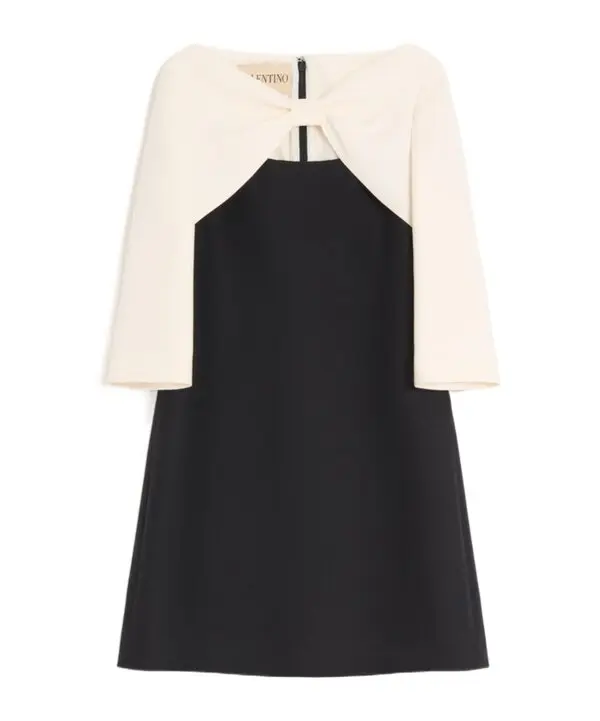 Valentino Garavani Three-quarter Sleeve Mini Dress With Bow Detail - Black