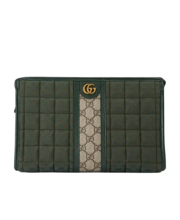 Gucci Gg Canvas Quilted Clutch - Black