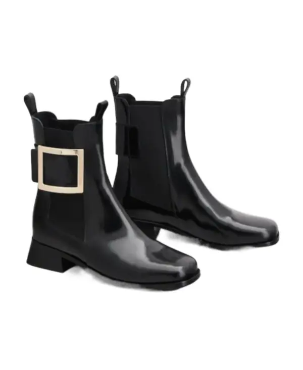 ROGER VIVIER Très Vivier Metal-buckled Chelsea Boots