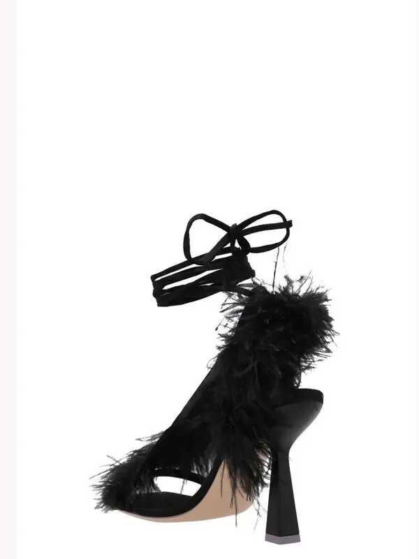 SEBASTIAN MILANO Tie High-heeled Sandals With Feather Detailing