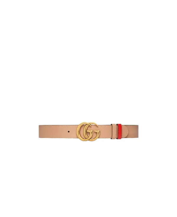 Gucci Double-sided Wide Belt With Double G Buckle - Nude