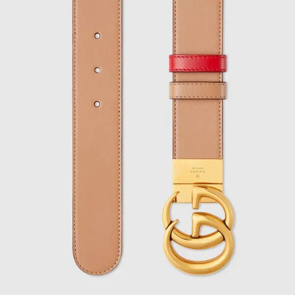 Gucci Double-sided Wide Belt With Double G Buckle - Nude