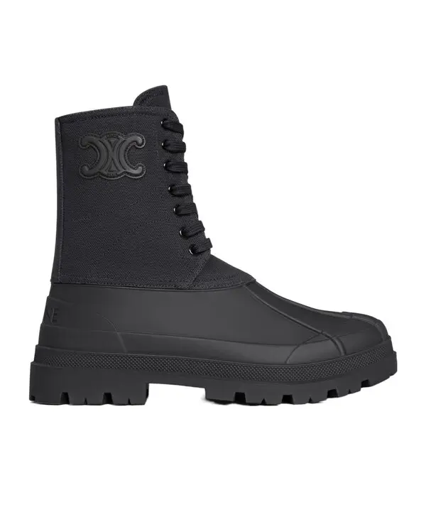 Celine Riley Lace-up Boots In Canvas - Black