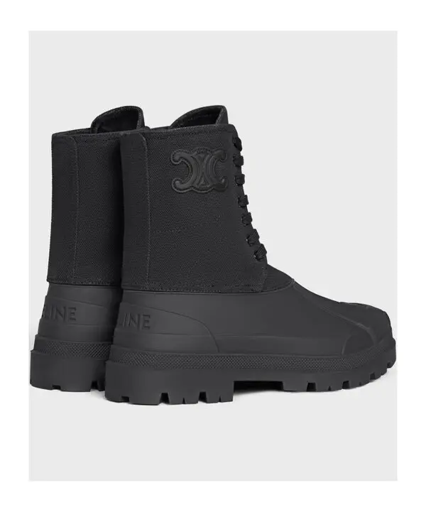 Celine Riley Lace-up Boots In Canvas - Black