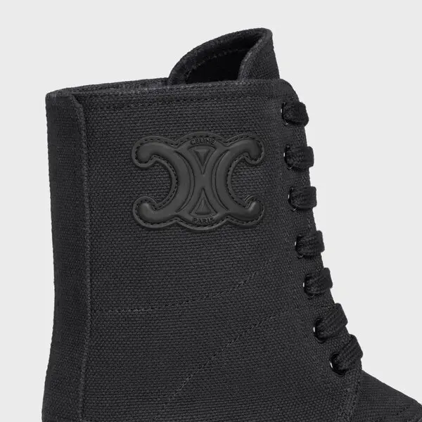 Celine Riley Lace-up Boots In Canvas - Black
