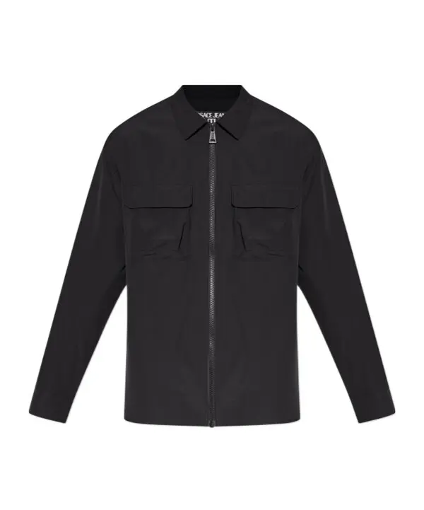 Versace Logo Embossed Shirt Jacket - Black