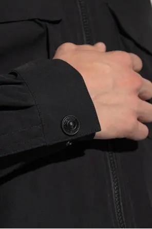 Versace Logo Embossed Shirt Jacket - Black