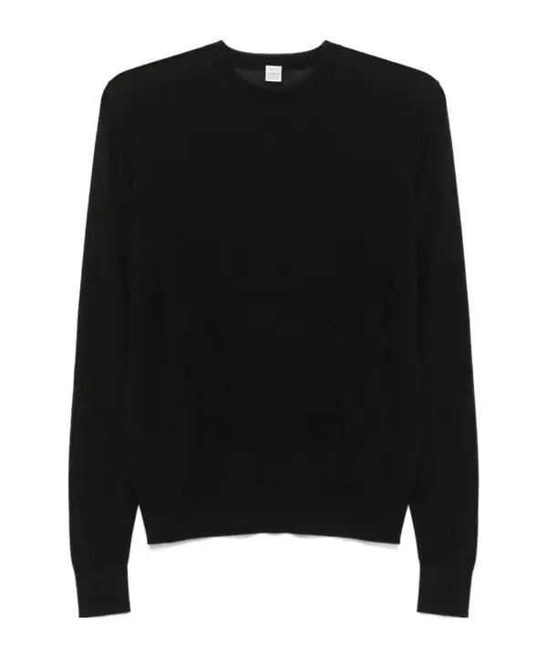 TOTEME Crew Neck Long Sleeve Ribbed Top - Black