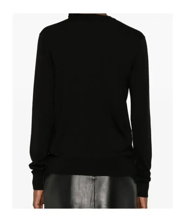TOTEME Crew Neck Long Sleeve Ribbed Top - Black