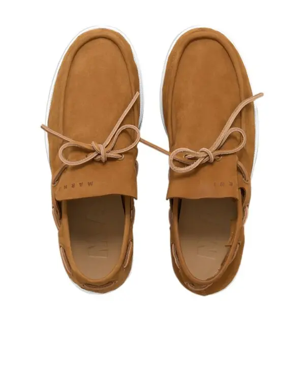Marni Round Toe Lace-up Suede Shoes