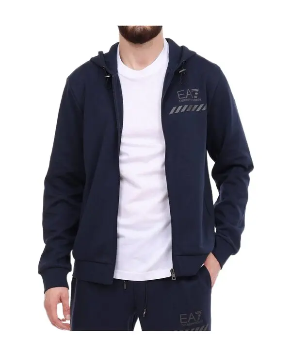 EA7 Logo Hooded Zip-up Jacket