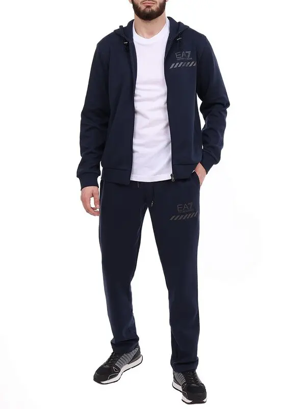 EA7 Logo Hooded Zip-up Jacket