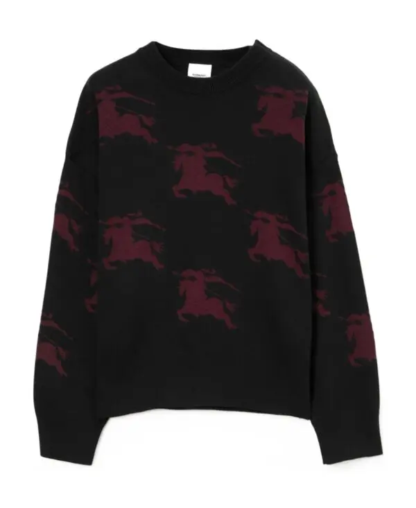 Burberry Logo Intarsia-knit Crewneck Jumper - Black