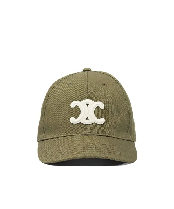 Celine Triomphe Baseball Cap In Cotton Drill - Green