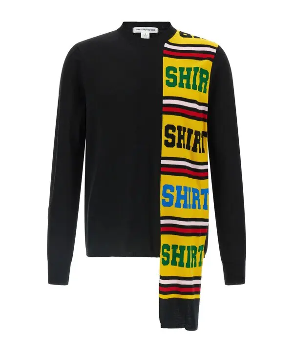 Comme Des Garçons Layered Knitted Jumper With Graphic Pattern - Black