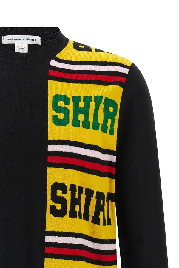 Comme Des Garçons Layered Knitted Jumper With Graphic Pattern - Black
