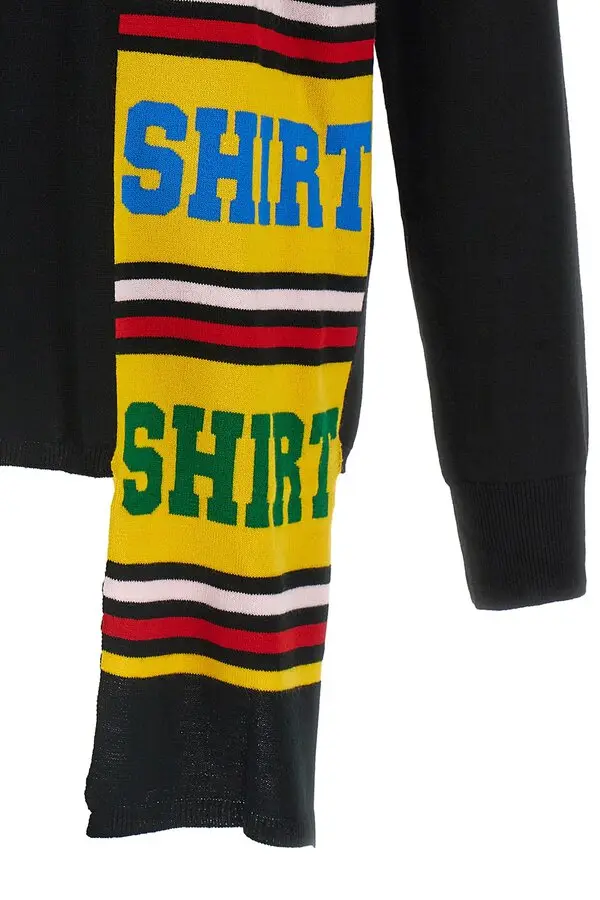 Comme Des Garçons Layered Knitted Jumper With Graphic Pattern - Black