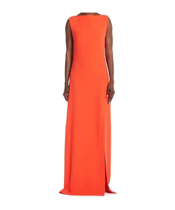 Max Mara Sleeveless Boat Collar Maxi Dress - Red