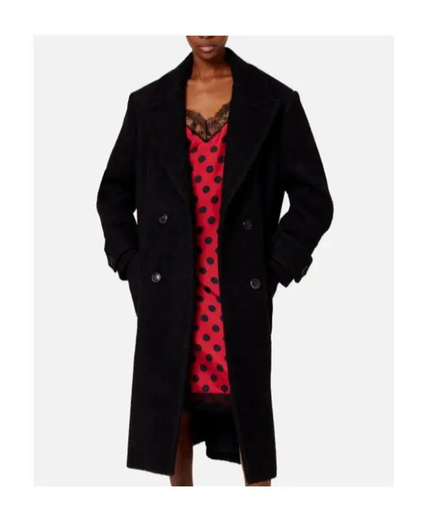 AMI Paris Double-breasted Virgin Wool Overcoat - Black
