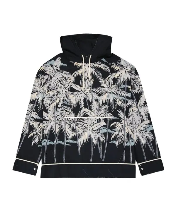 Palm Angels Long Sleeve Sweater With Palm Print - Black