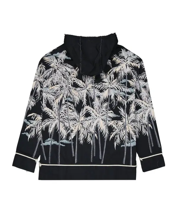 Palm Angels Long Sleeve Sweater With Palm Print - Black