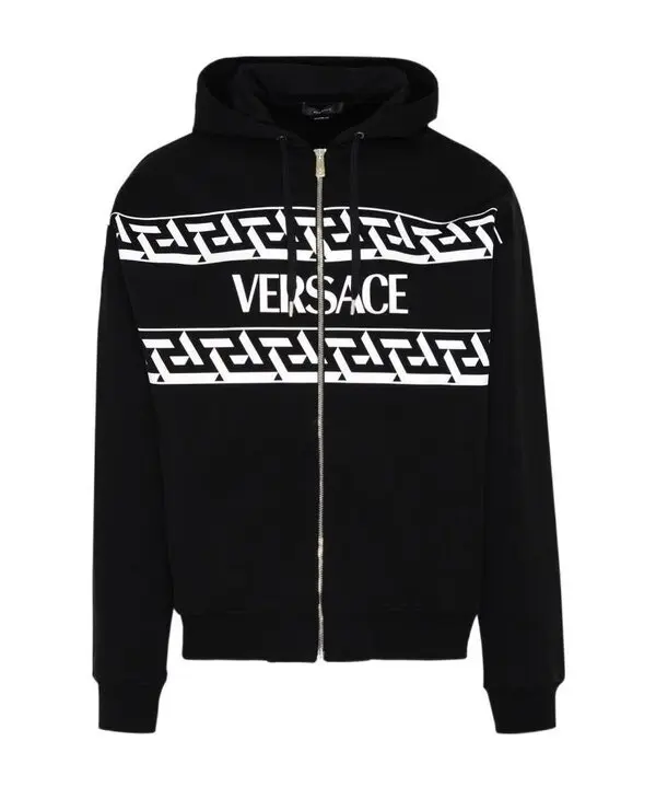 Versace Logo Printed Hooded Sweatshirt