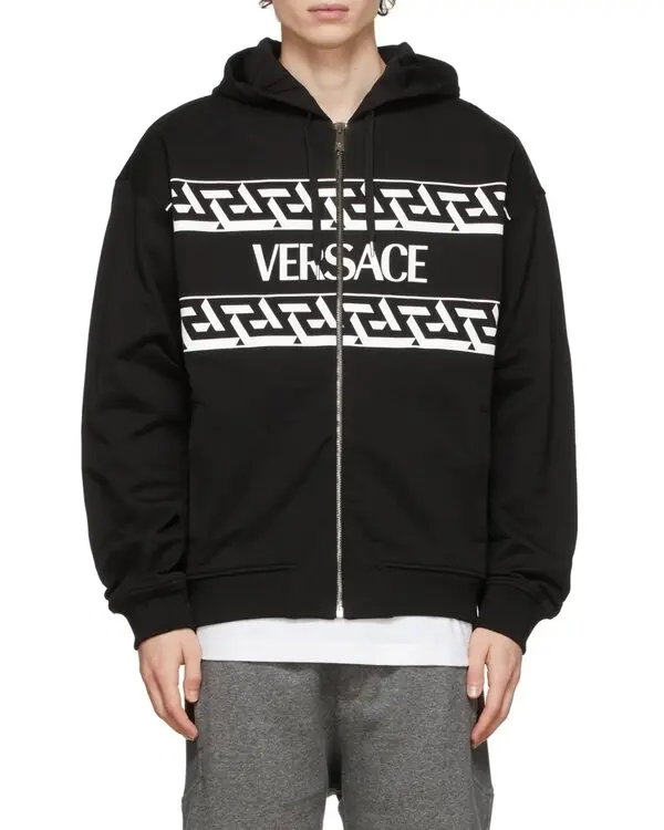 Versace Logo Printed Hooded Sweatshirt