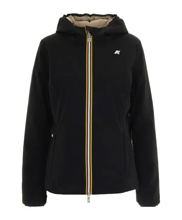 K-WAY Reversible Logo Patch Hooded Jacket - Black