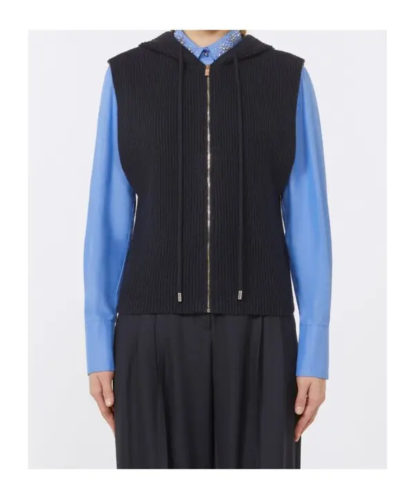 Max Mara Zip-up Drawstring Knitted Gilet