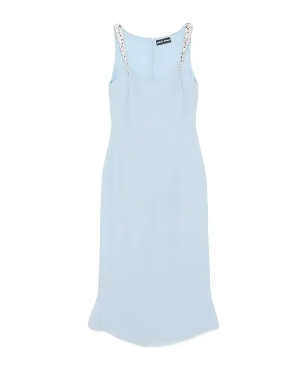 David Koma Crystal Claw-embroidered Flounce Midi Dress - Light Blue