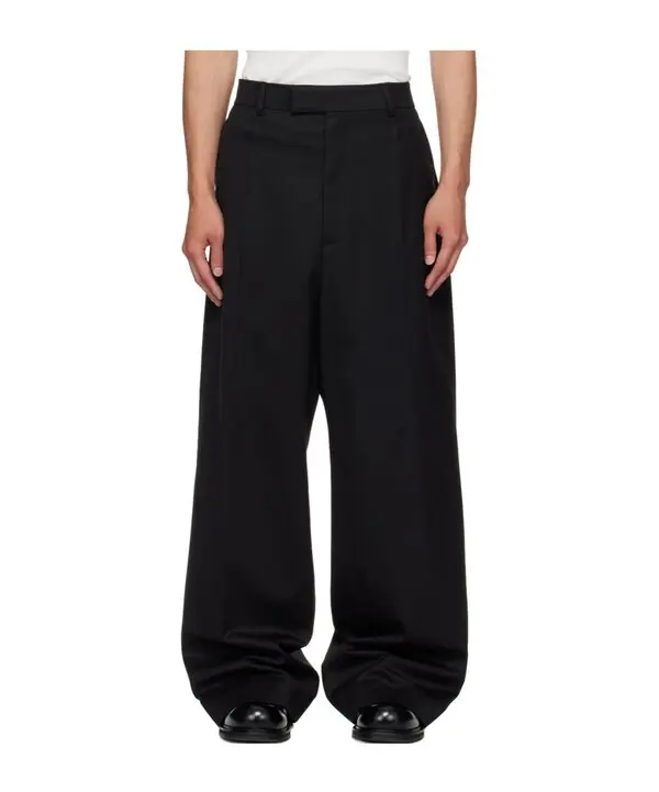 Vetements Pleated Wide-leg Trousers - Black