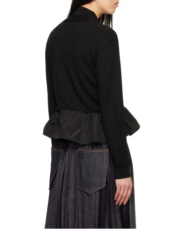 Moncler Long-sleeve Lightweight Knit Cardigan With Peplum Detail