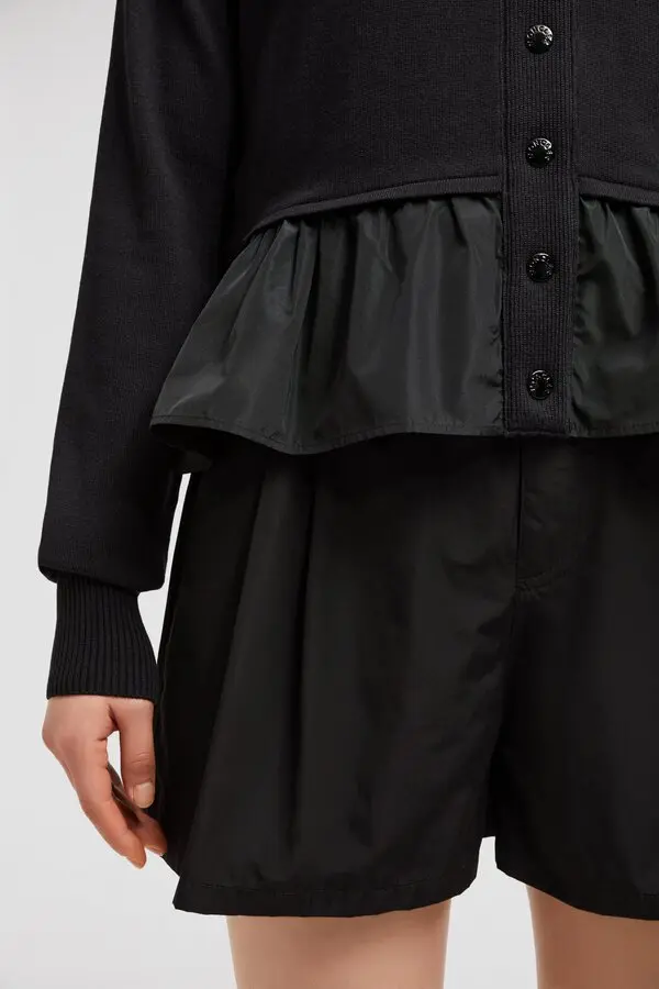 Moncler Long-sleeve Lightweight Knit Cardigan With Peplum Detail
