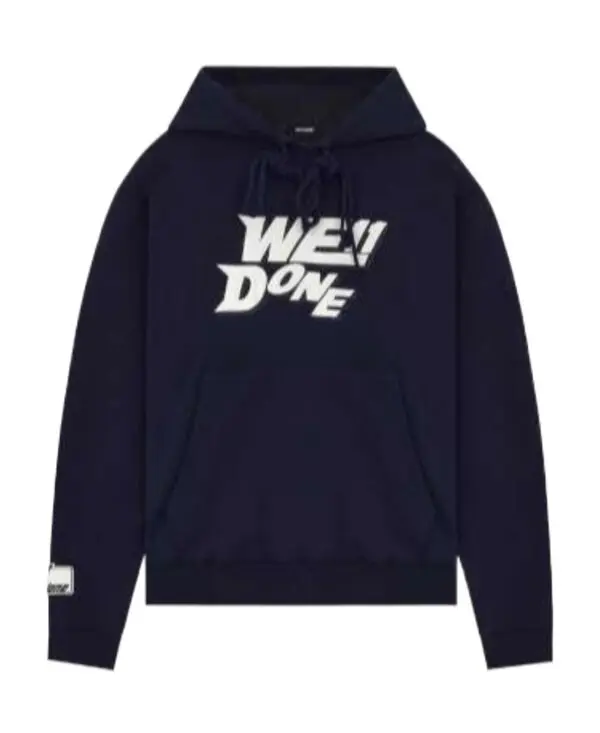 We11Done Logo Print Pullover Hoodie - Black