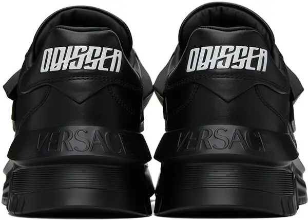 Versace Odissea Logo Patch Sneakers - Black