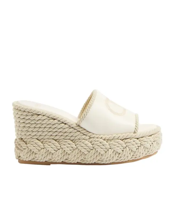 Valentino Garavani 100mm Vlogo Torchon Wedge Mules