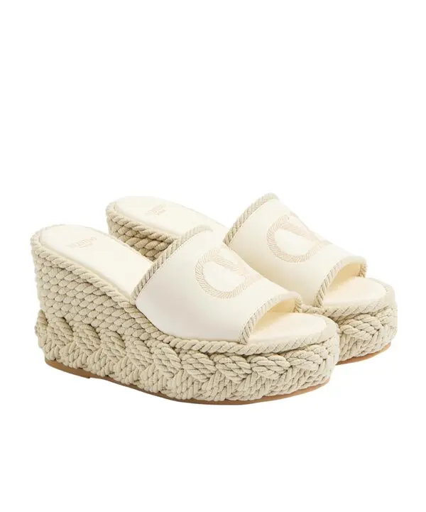 Valentino Garavani 100mm Vlogo Torchon Wedge Mules