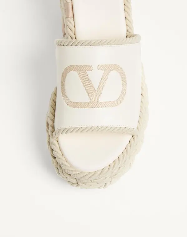 Valentino Garavani 100mm Vlogo Torchon Wedge Mules