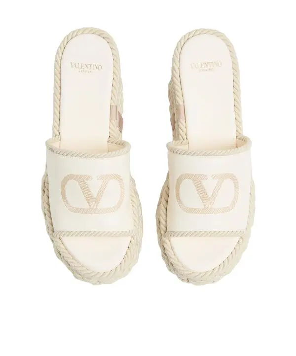 Valentino Garavani 100mm Vlogo Torchon Wedge Mules