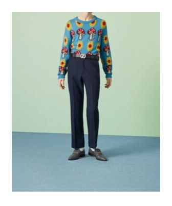 Gucci Jacquard Mushroom And Floral Crew Neck Jumper