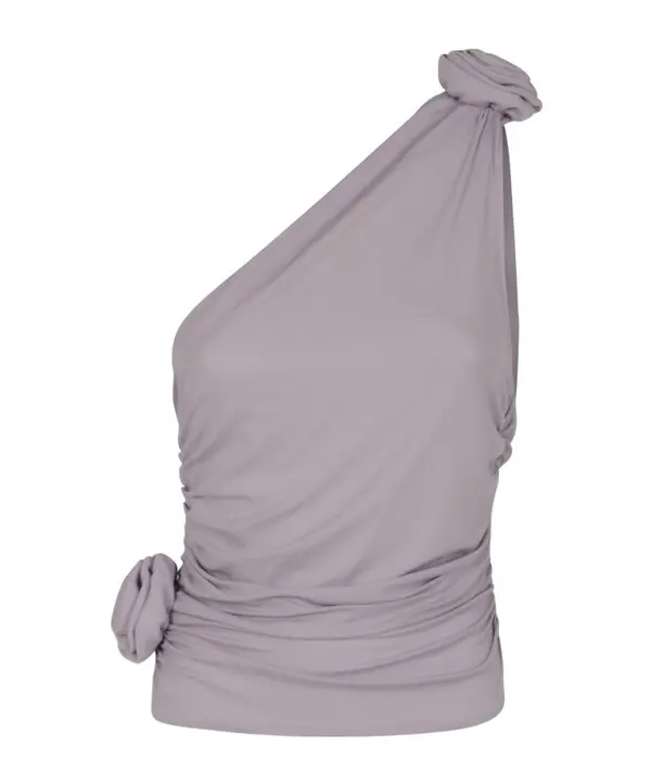 Magda Butrym Rose-embellished Draped Top - Gray