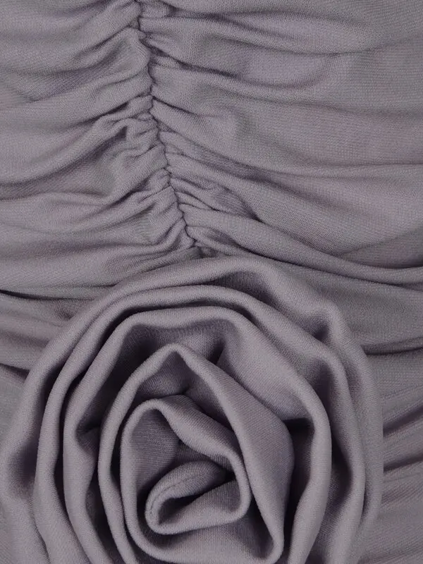 Magda Butrym One-shoulder Rose Embellished Draped Top - Gray