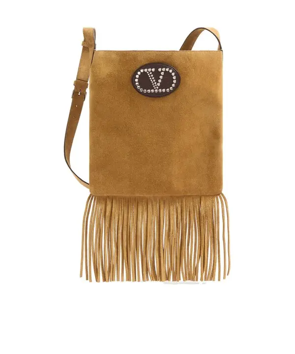 Valentino Garavani Nellcte Fringe Detailed Shoulder Bag - Brown