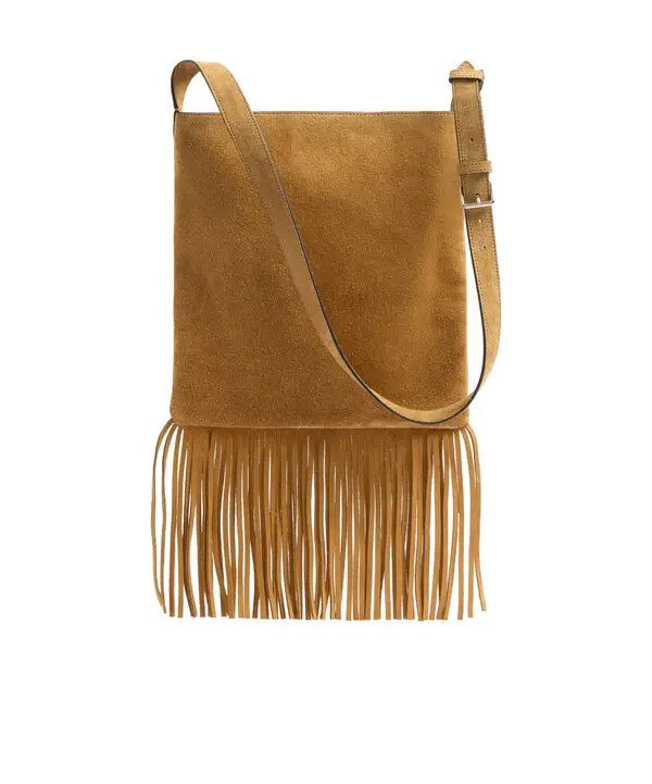 Valentino Garavani Suede Shoulder Bag With Fringe Detail
