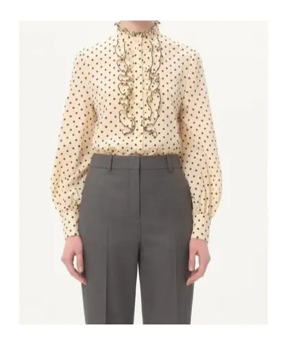 Valentino Garavani Printed Ruffled-trim Shirt - Birch/black