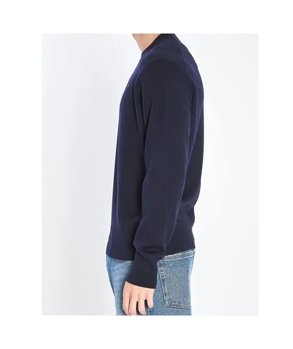AMI Paris Crewneck Sweater With Embroidered Heart - Black