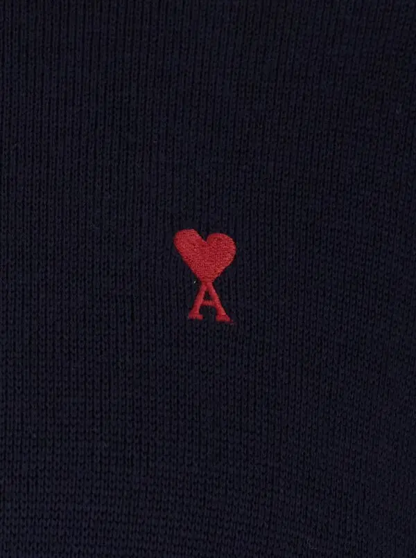 AMI Paris Crewneck Jumper With Embroidered Logo - Black
