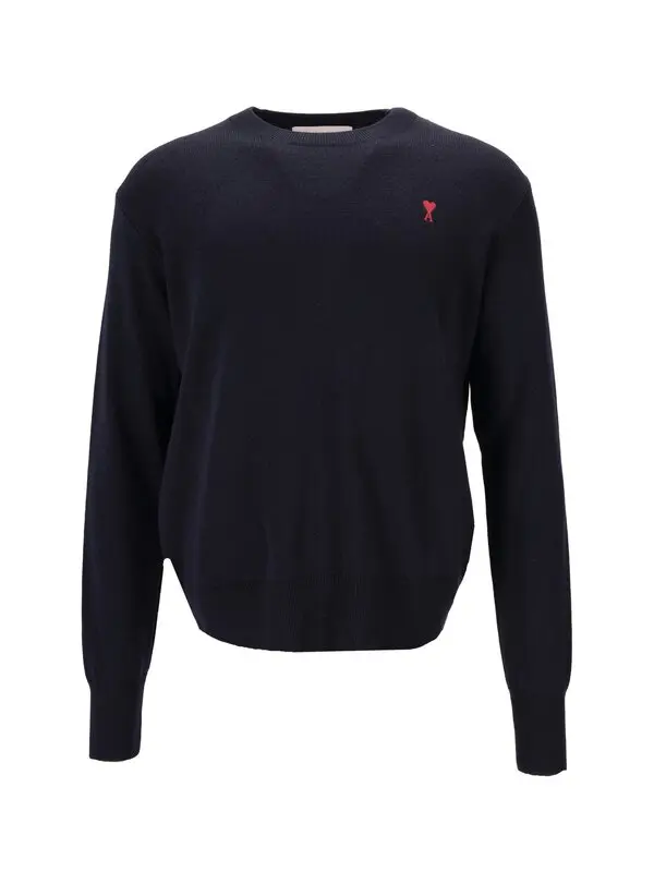 AMI Paris Crewneck Jumper With Embroidered Logo - No