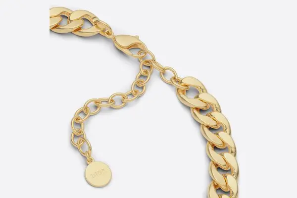 Dior 30 Montaigne Gold Finish Metal Cd Logo Necklace With Crystal Embellishments