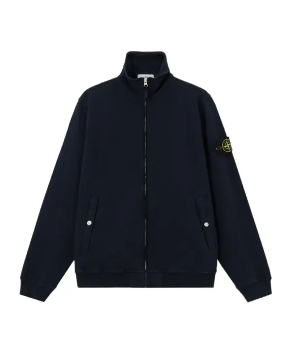 Stone Island Logo Patch Zip-up Sweatshirt - Navy Blue